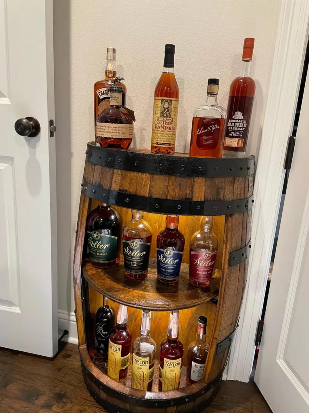 Half Barrel Display, Whiskey Barrel Cabinet, Bourbon Barrel Cabinet ...