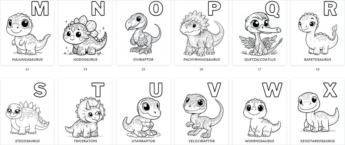 Coloring Pages Alphabet ABC 26 Species of Dinosaurs Collections ...