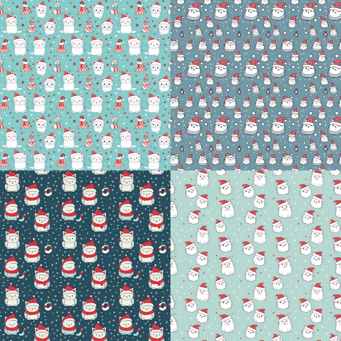 Cat Christmas Wrapping Paper, Printable Digital, Download File, Gift ...