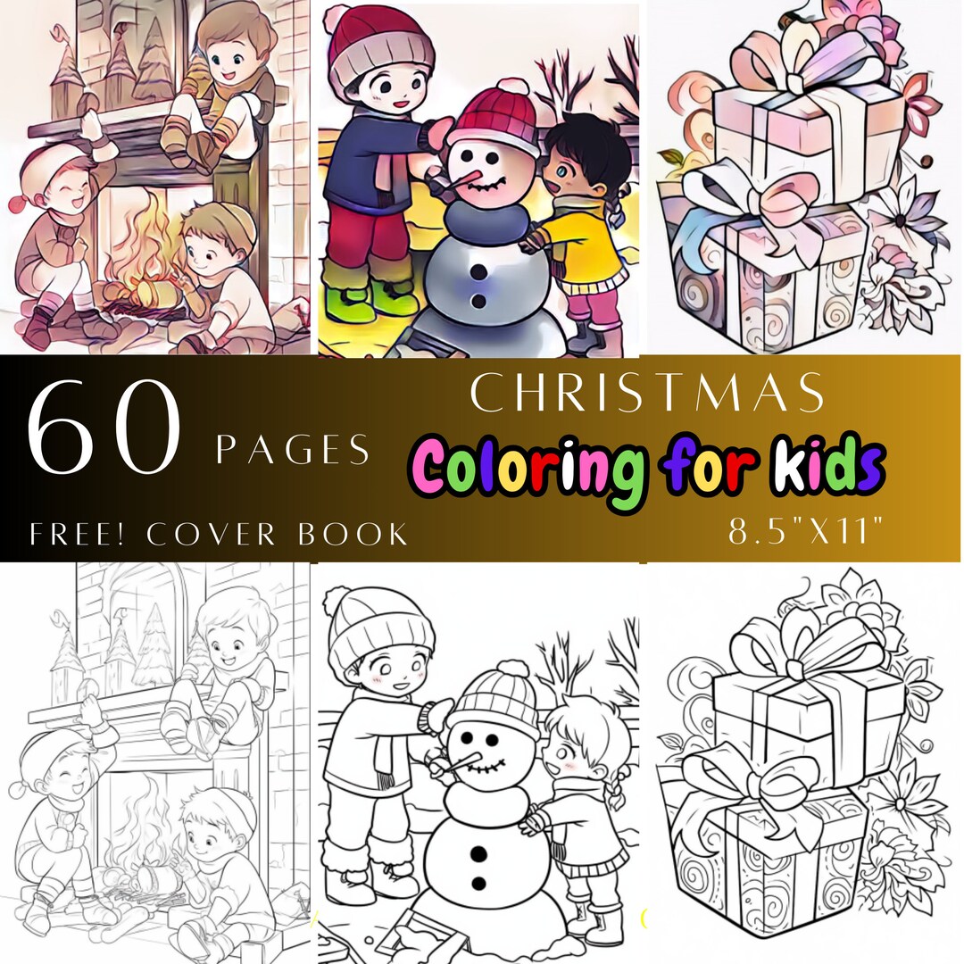 Christmas Coloring Page, Sheet for Kids, Digital Paper, Printable ...
