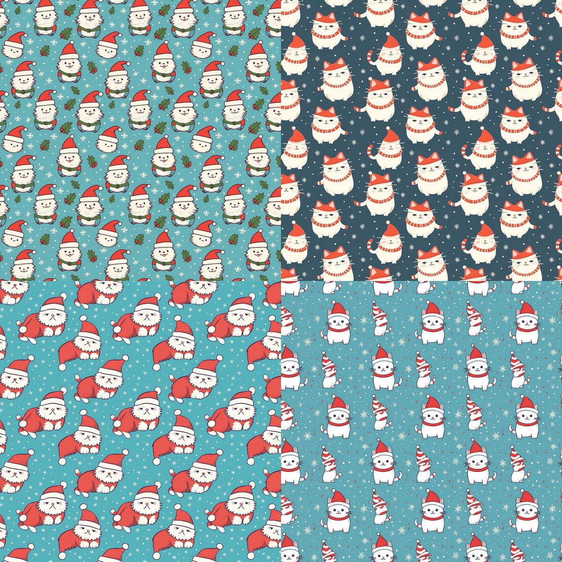 Cat Christmas Wrapping Paper, Printable Digital, Download File, Gift ...