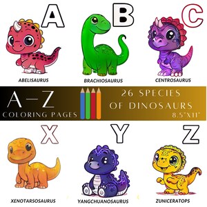 Coloring Pages Alphabet ABC 26 Species of Dinosaurs Collections ...