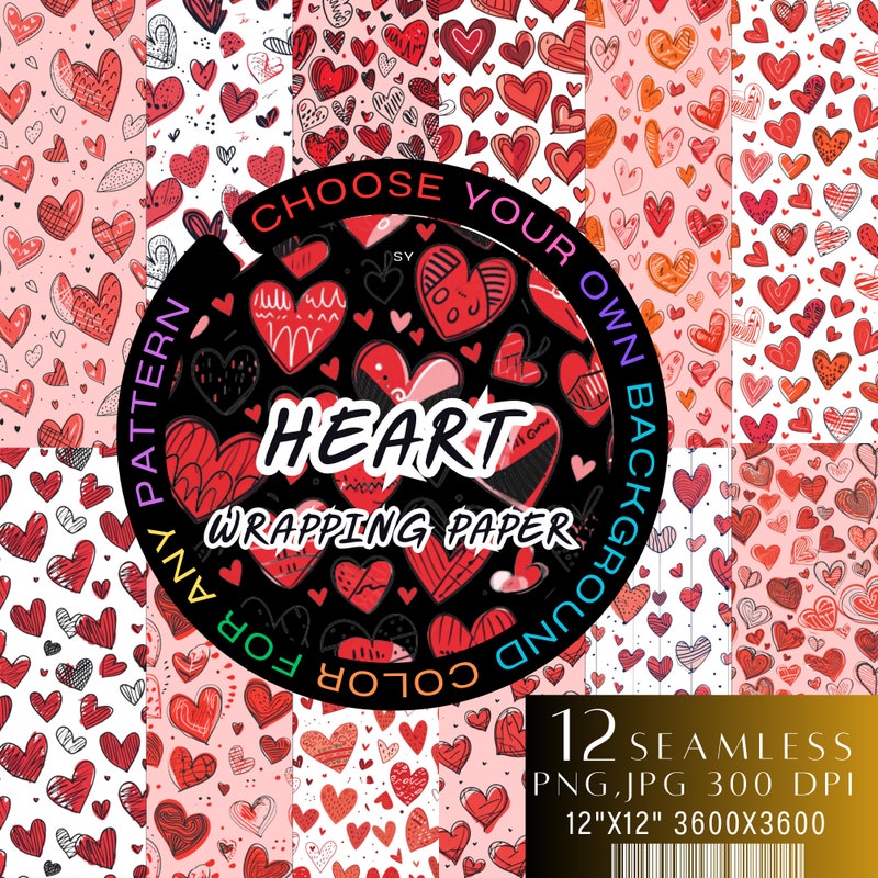 Hearts Wrapping Paper - Etsy