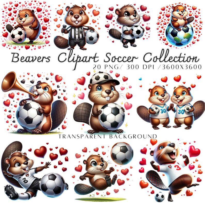 Beaver Clipart Soccer Collection, Digital Download, Printable ...