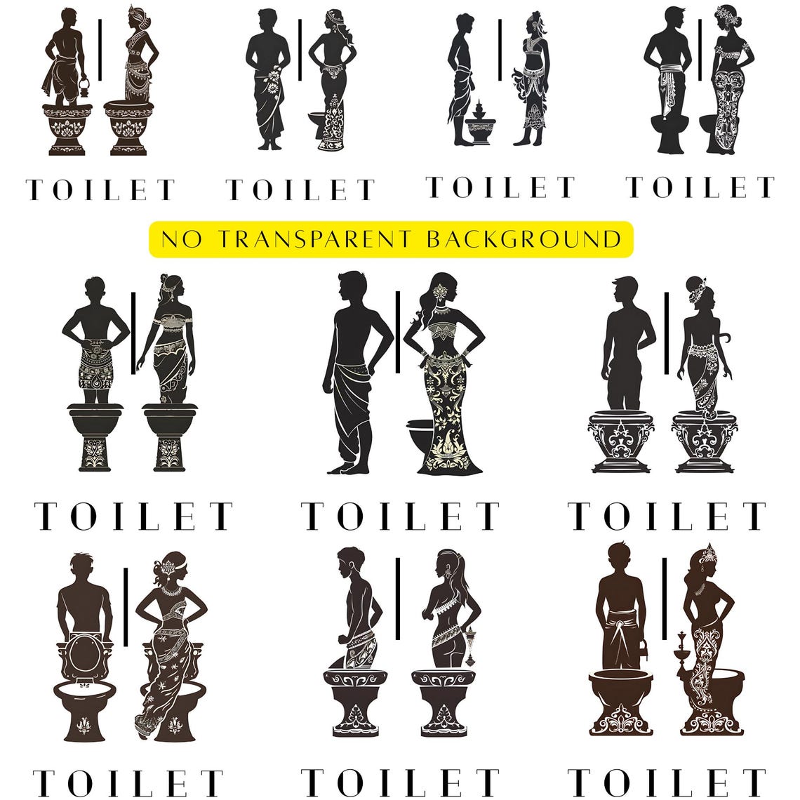 Toilet Sign Thai Art , Unique Toilet Sign, Thai Style Restroom, WC Sign ...