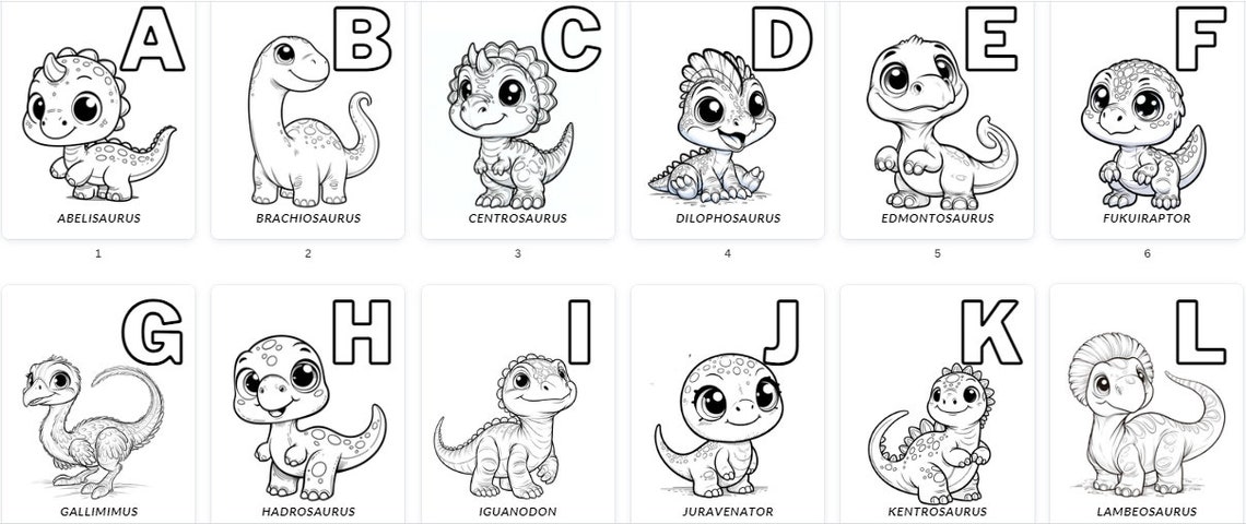 Coloring Pages Alphabet ABC 26 Species of Dinosaurs Collections ...