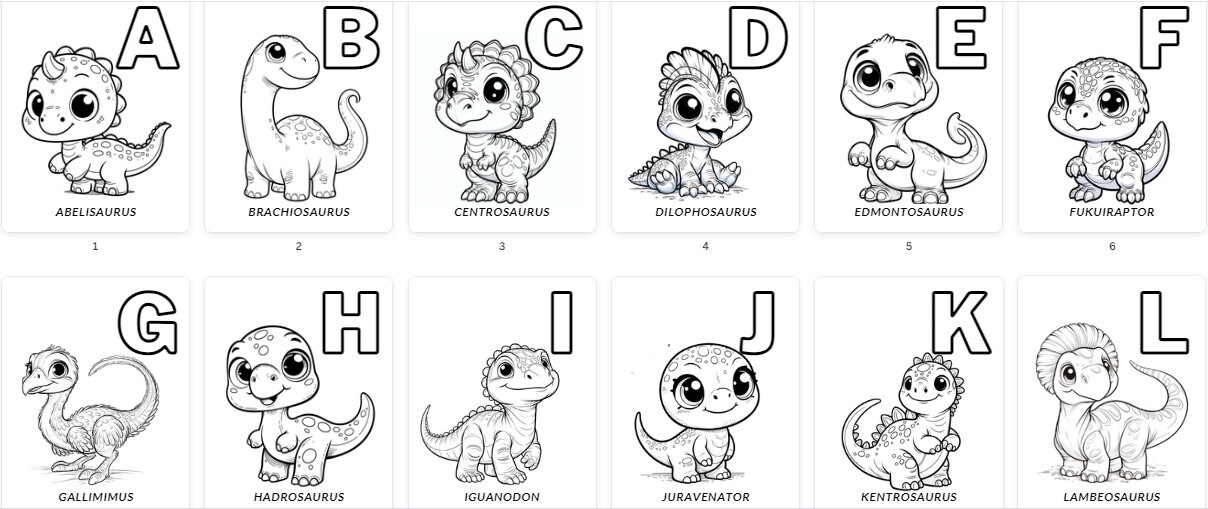 Coloring Pages Alphabet ABC 26 Species of Dinosaurs Collections ...