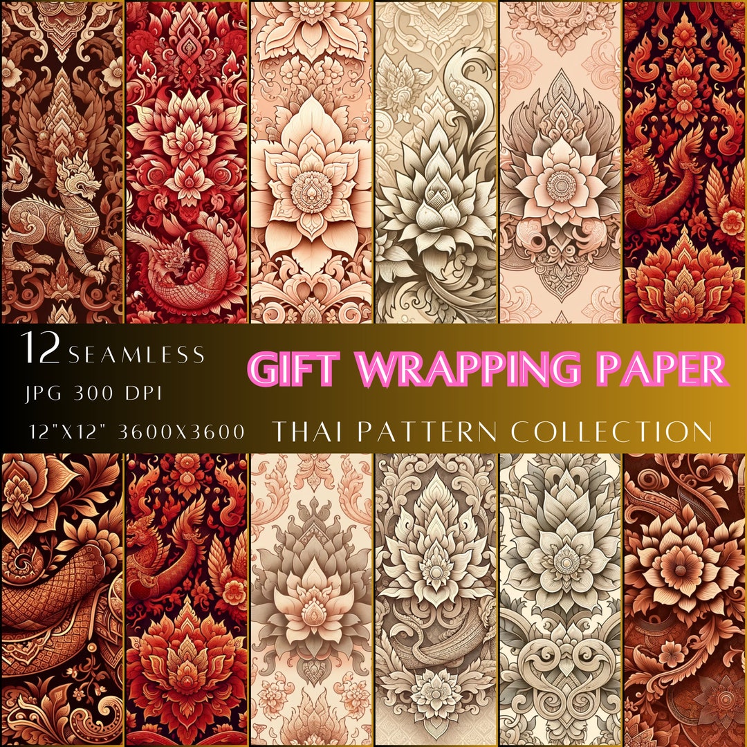 Printed Wrapping Paper, Thai Pattern, Digital Paper, Download Printable ...