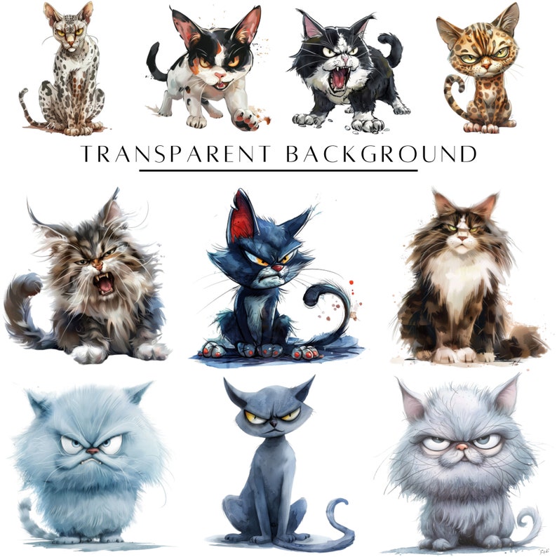 Angry Cat Clipart ,30 PNG ,cat Lover, Crazy Kitten , Transparent ...