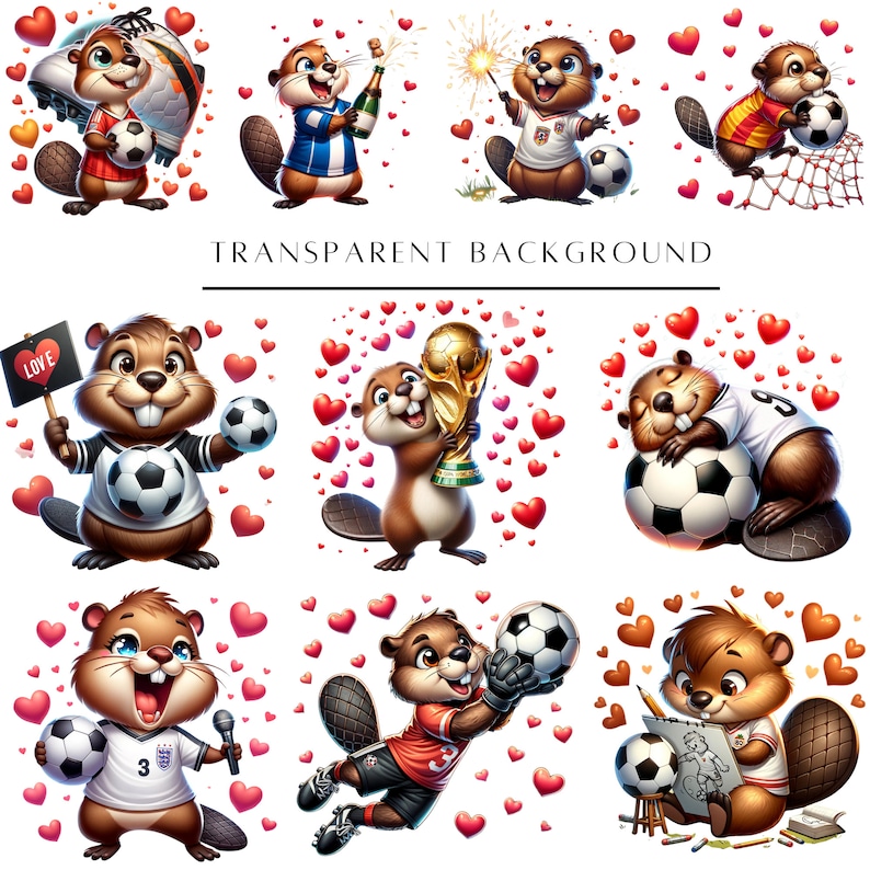 Beaver Clipart Soccer Collection, Digital Download, Printable ...