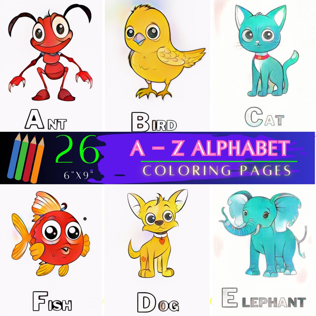 ABC Alphabet Coloring Pages, Printable Coloring Book, 26 Animals ...