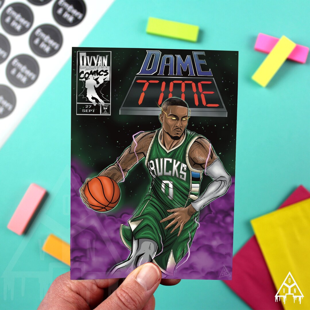 Damian Lillard Milwaukee Buck Comic Book Mini Collectible Print NBA ...