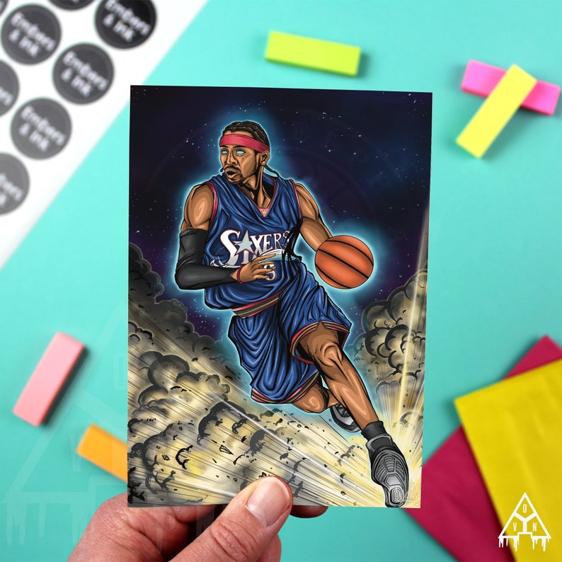 Allen Iverson Wall Art, Basketball Poster Print, Philadelphia 76ers ...