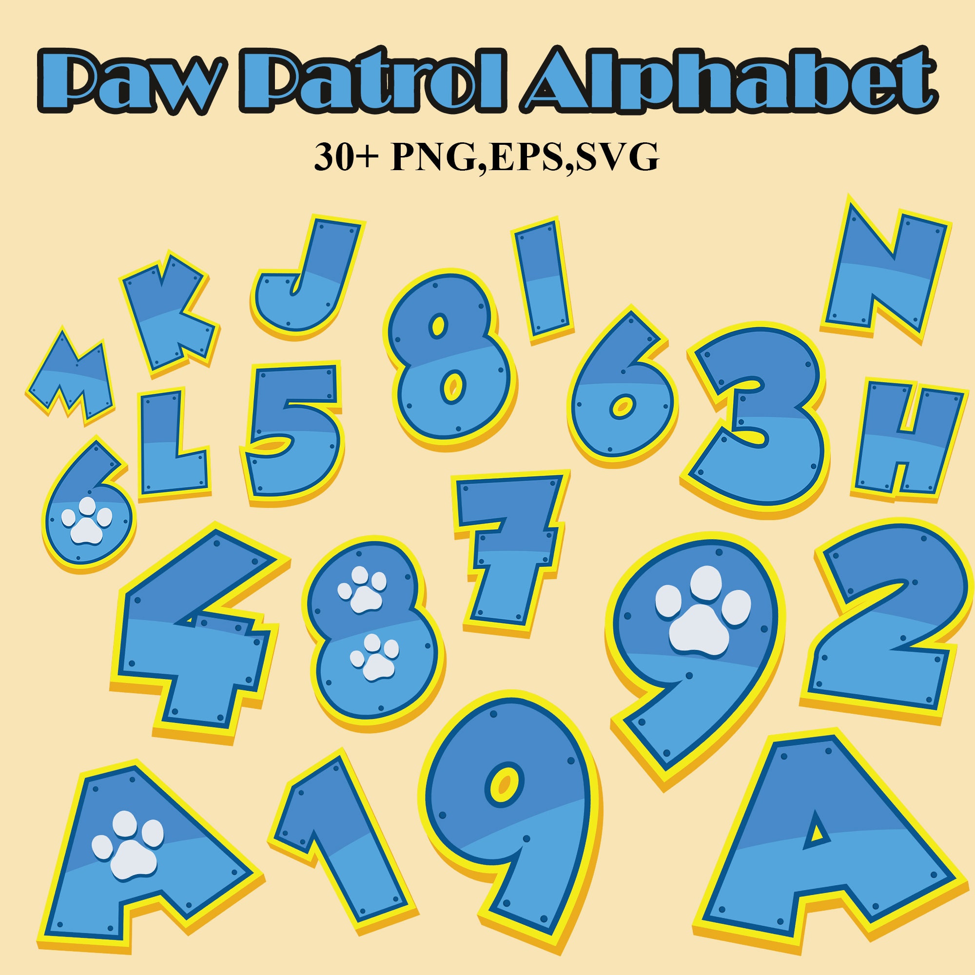 Paw Font Svg Alphabet Paw Svg Png Paw Letters Paw Font Blue Pink Vinyl