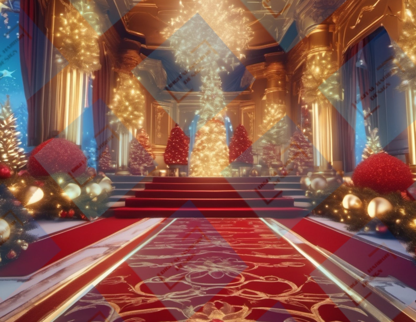 Golden Christmas Palace Background Image Bundle - Etsy