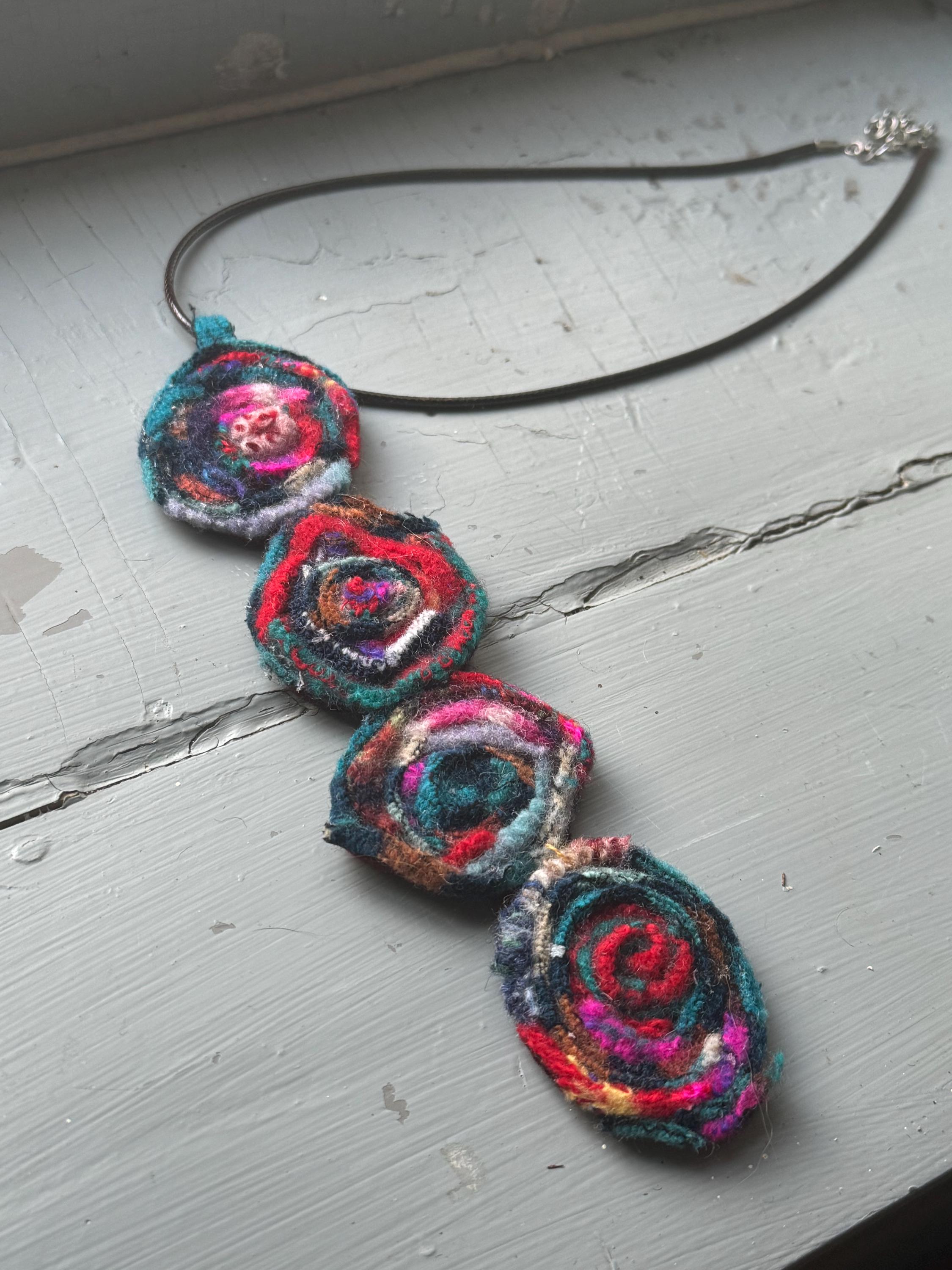 Textile Statement Necklace, Art Wear, Textile Art Jewelry, Colorful ...
