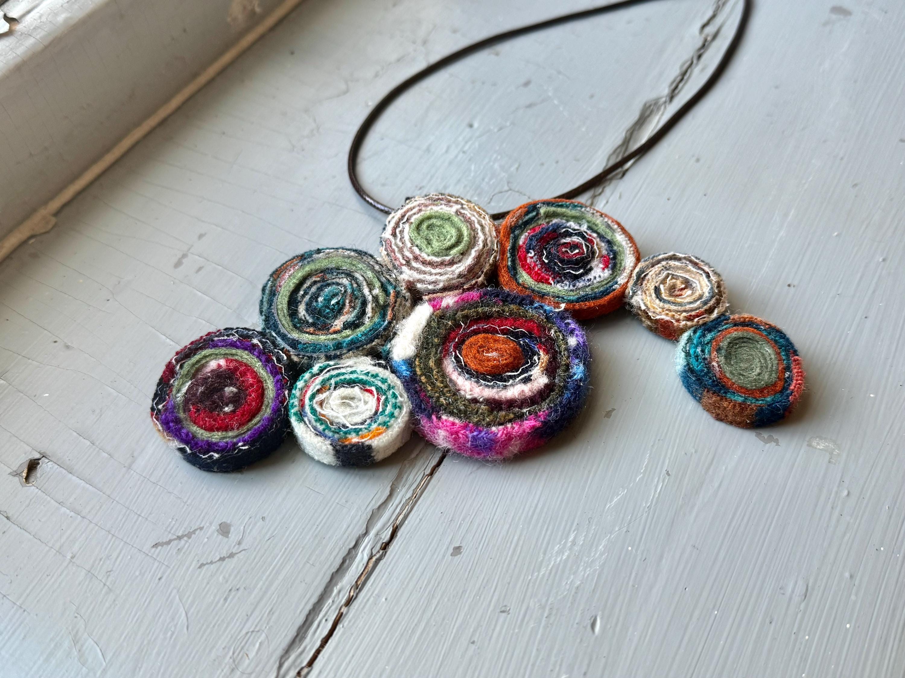 Textile Statement Necklace, Art Wear, Textile Art Jewelry, Colorful ...