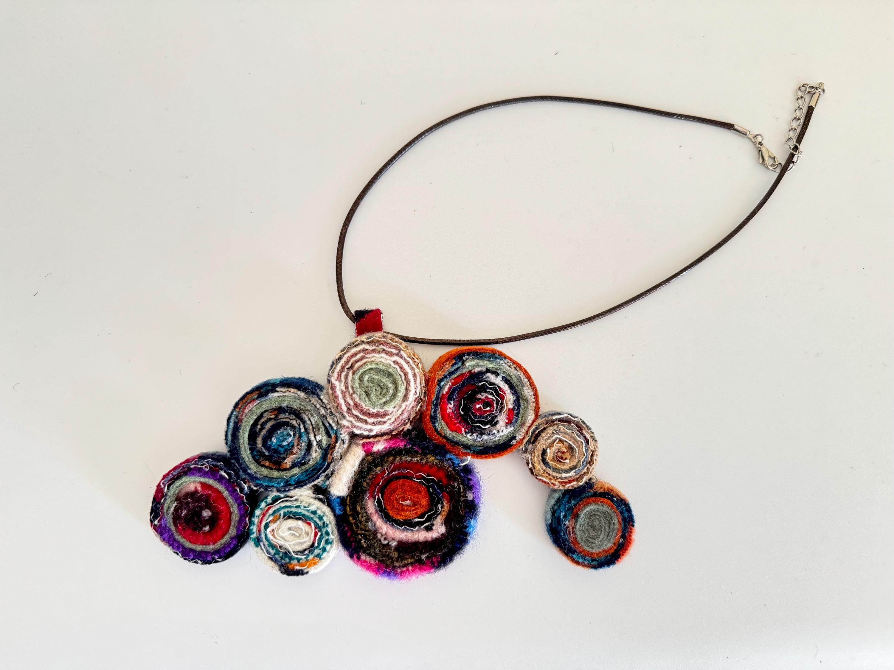 Textile Statement Necklace, Art Wear, Textile Art Jewelry, Colorful ...