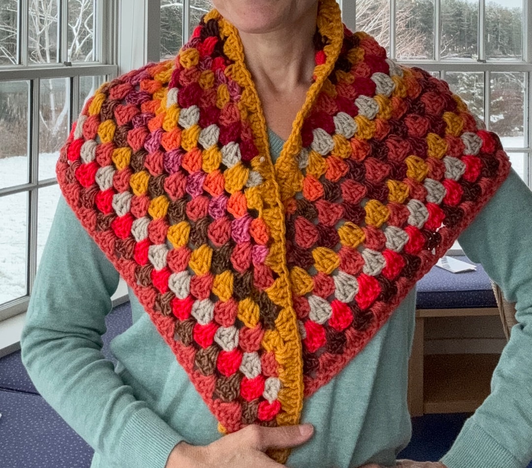 Granny Row Shawl Retro Crochet Granny Shawl Harvest Gold - Etsy