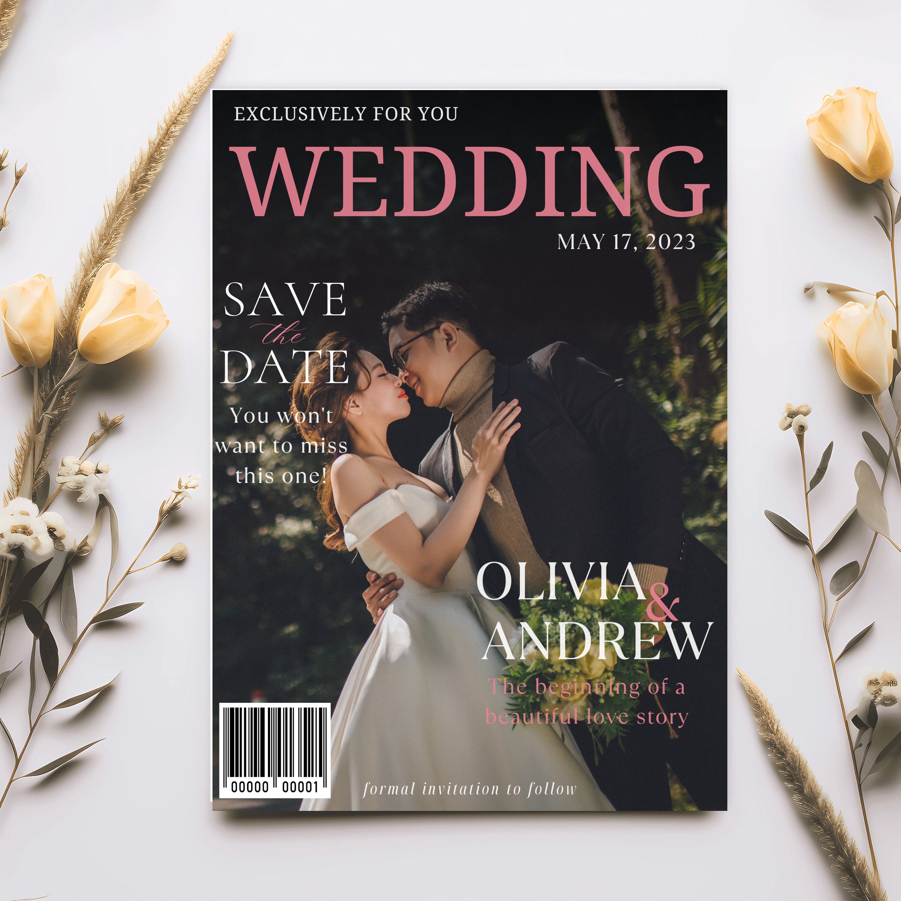 Unique Save the Date | Save the Date Magazine | Editable Template - Etsy