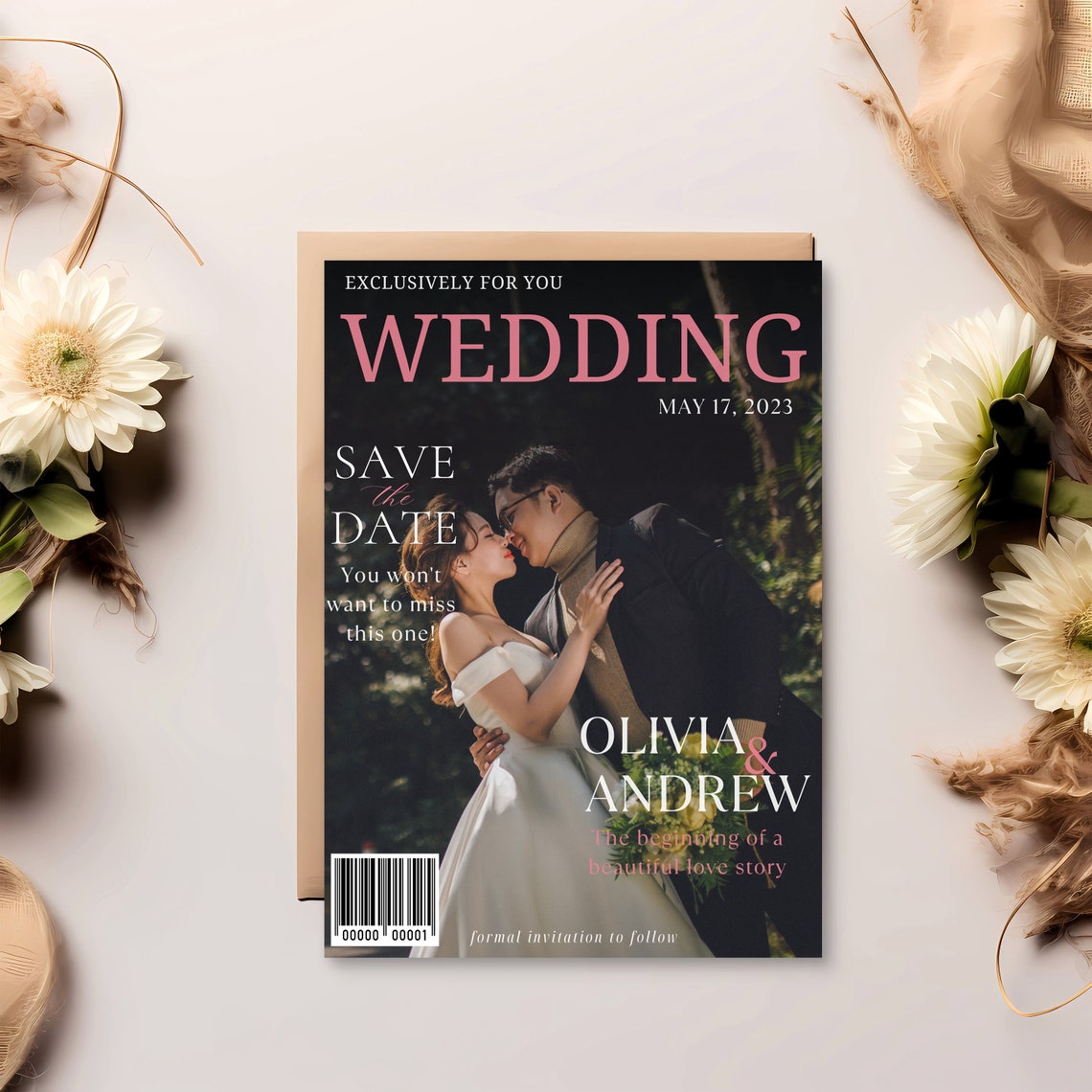 Unique Save the Date | Save the Date Magazine | Editable Template - Etsy