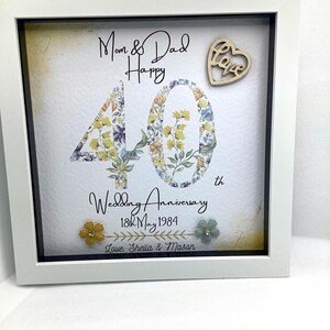 Personalised Wedding Anniversary Frame: Rhinestone Flowers & Wooden ...