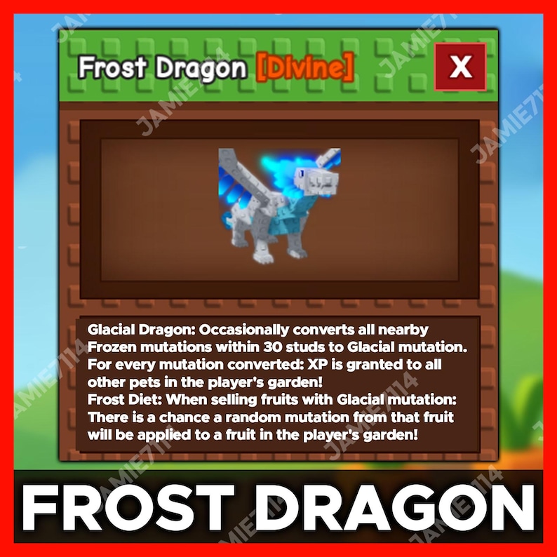 Frost Dragon (divine) - Roblox Grow a Garden Pet - Fast Delivery ...