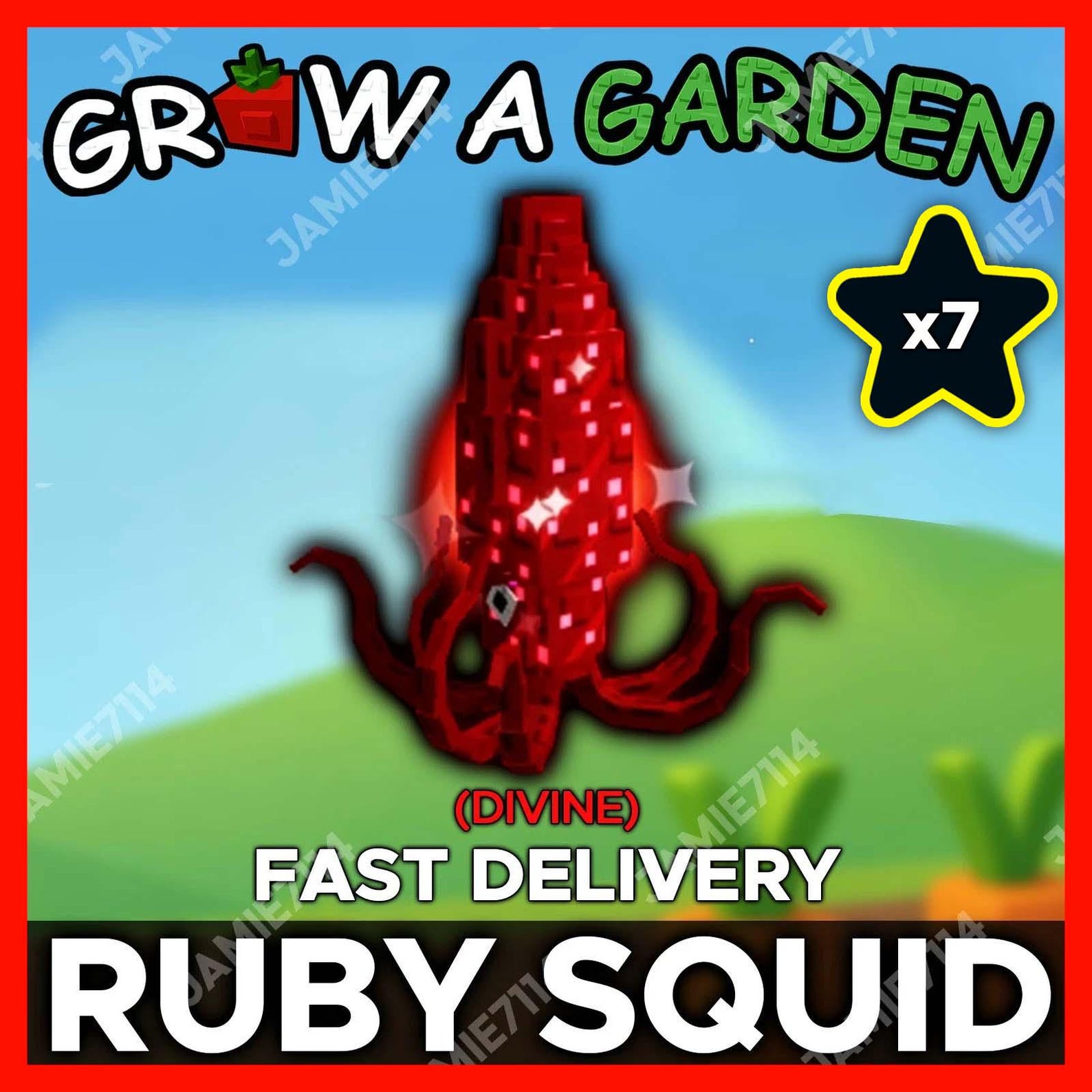 7x Ruby Squid (divine) - Roblox Grow a Garden Pet - Fast Delivery ...
