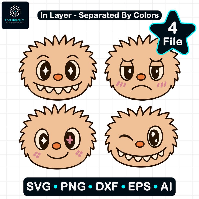 Labubu Face SVG, PNG, DXF, Cut File - Instant Digital Download - Cricut ...