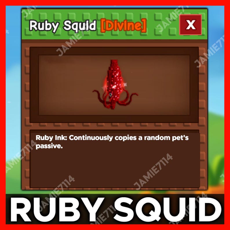 7x Ruby Squid (divine) - Roblox Grow a Garden Pet - Fast Delivery ...