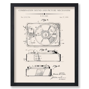 Record Player Blueprint Poster - Record Player Patent Print - Music Art ...
