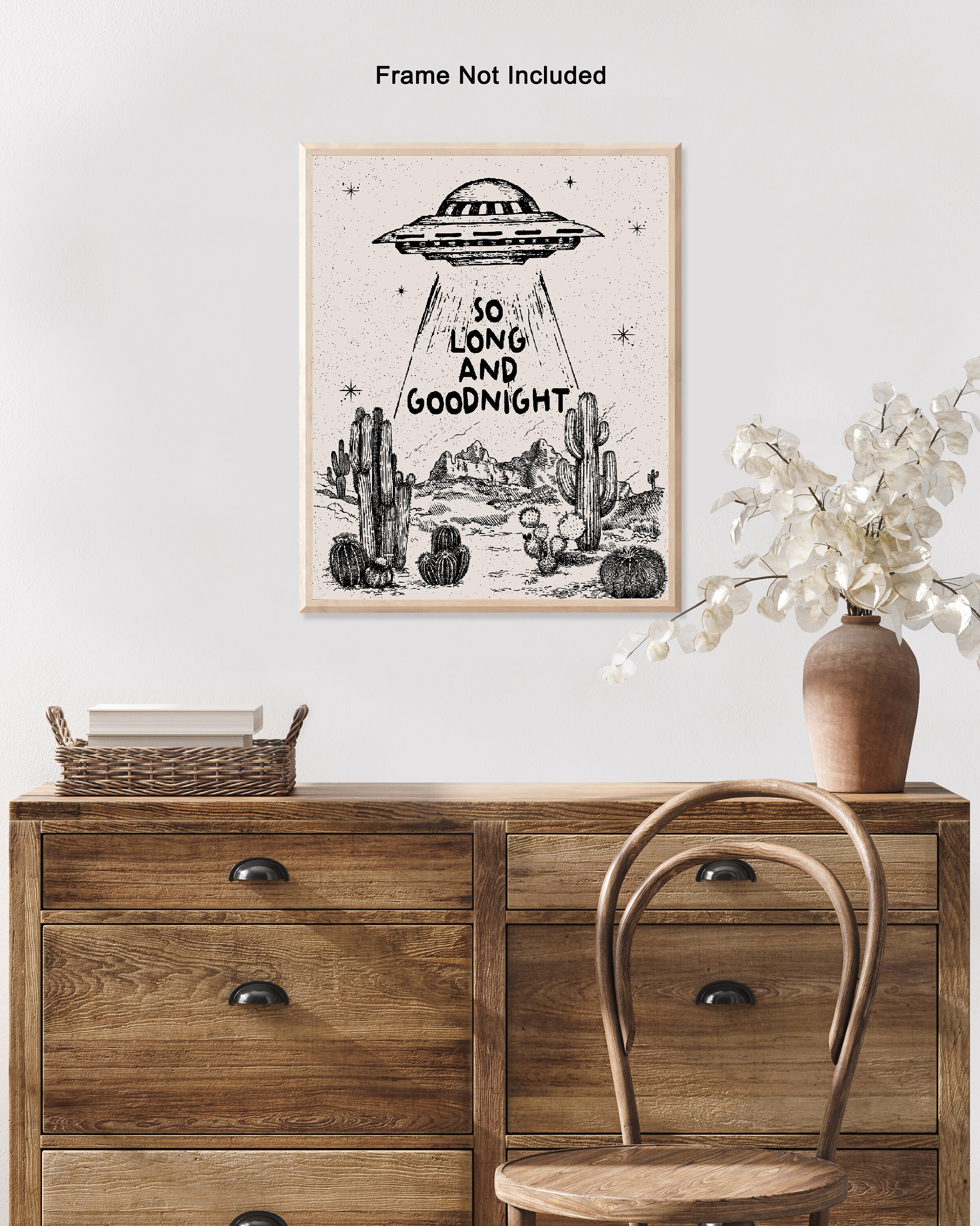 So Long and Goodnight Poster Retro UFO Print Trendy Art Wild West Art ...