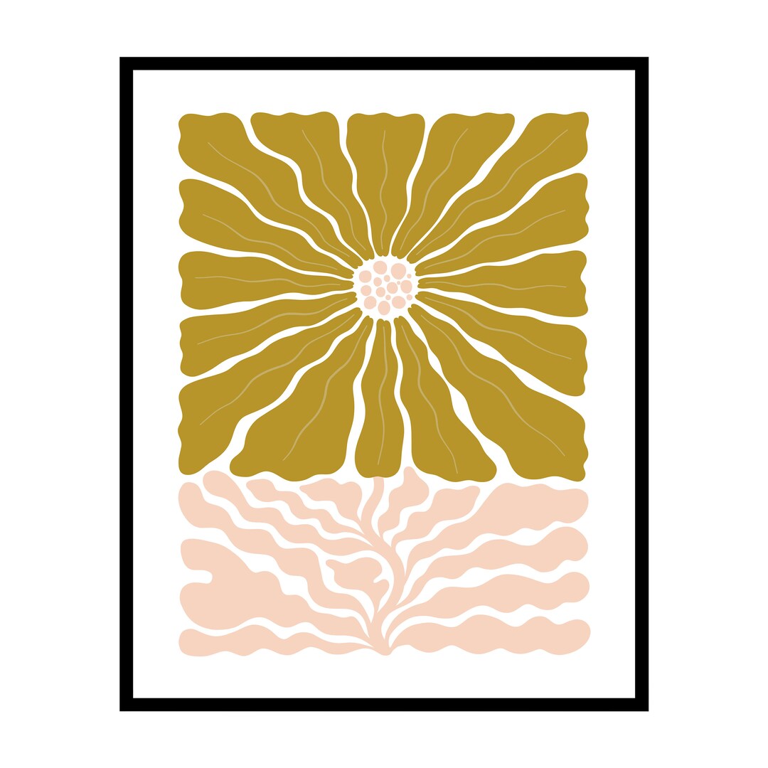 Flower Poster Retro Floral Print Groovy Flower Petals Art Modern Art ...