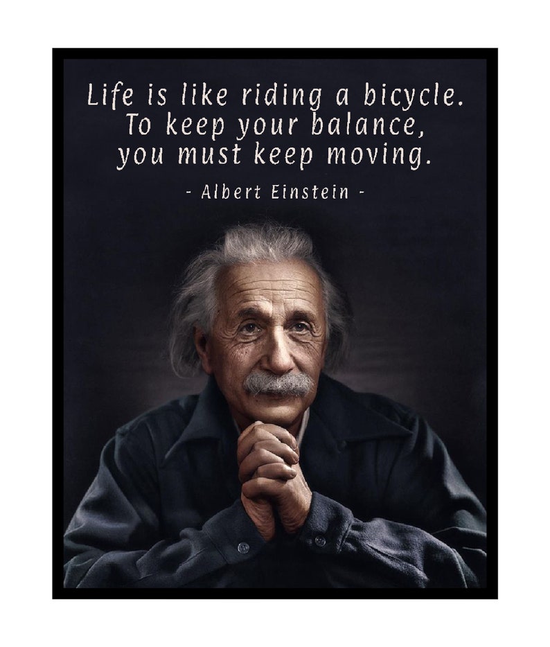 Life is Like Riding A Bicycle Poster Albert Einstein Print Motivational ...