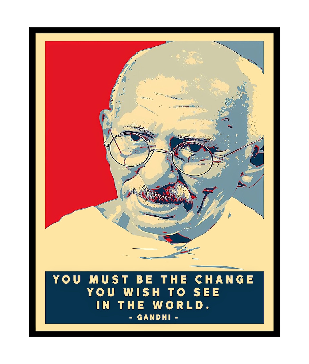 You Must Be the Change Poster Gandhi Print Motivational Art Encouraging ...