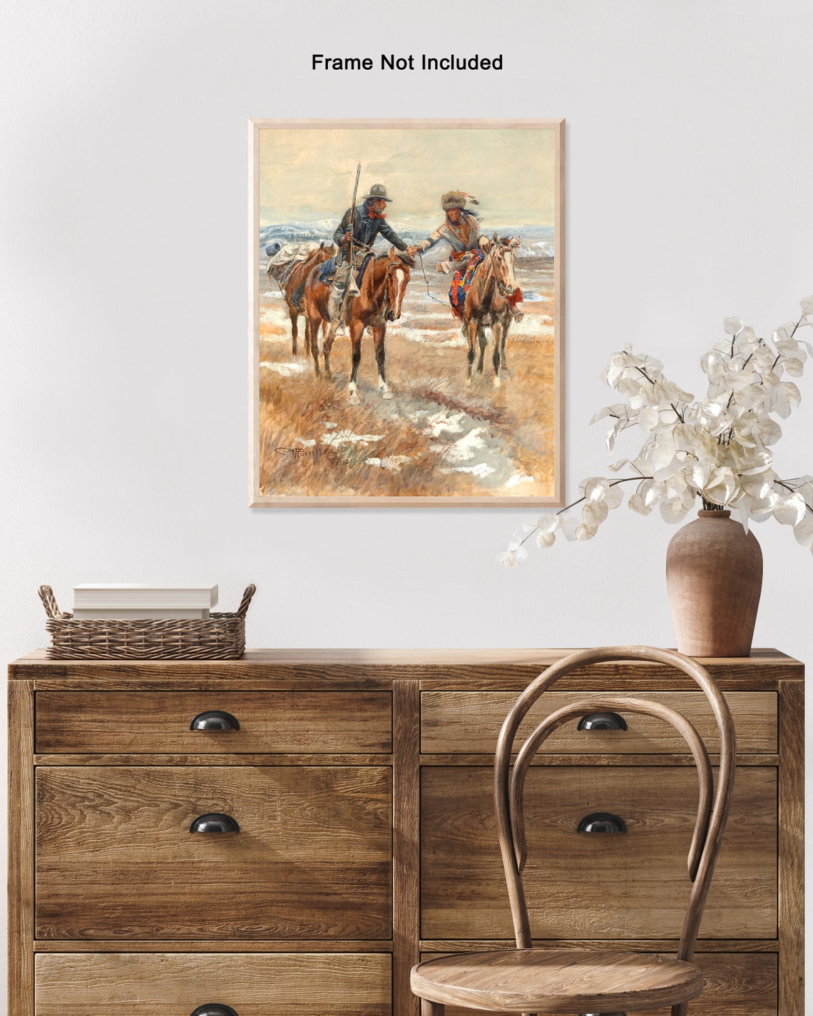 Vintage A Doubtful Handshake Painting Poster Retro Western Print Horse ...