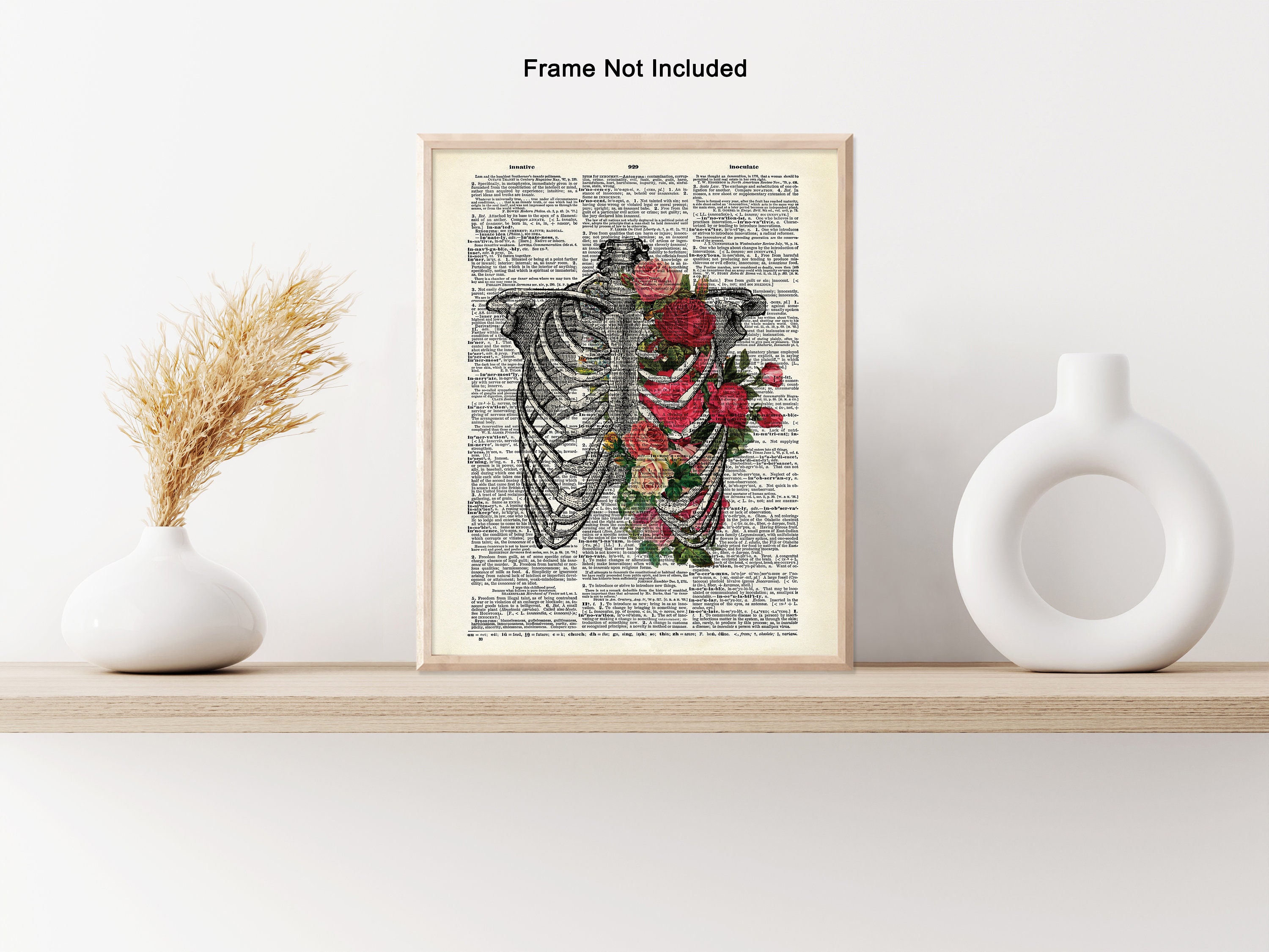 Roses Ribcage Print Skeleton Floral Wall Art for Her Nurse Doctor Gift ...