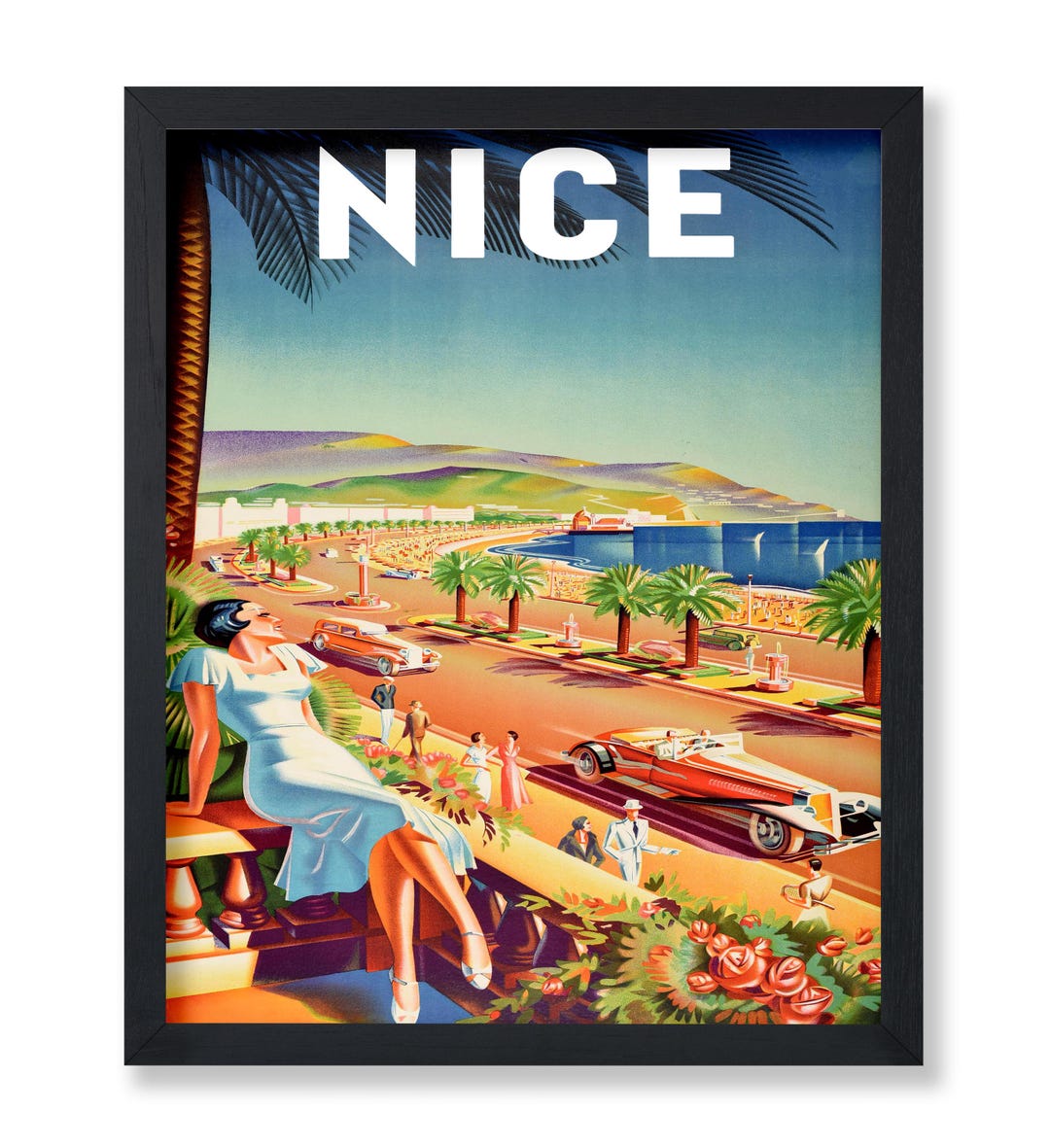 Vintage Travel Poster Retro Nice Print Nice France Art Gift for Travel ...