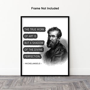 Divine Perfection Poster Michelangelo Print Motivational Quotes Art ...