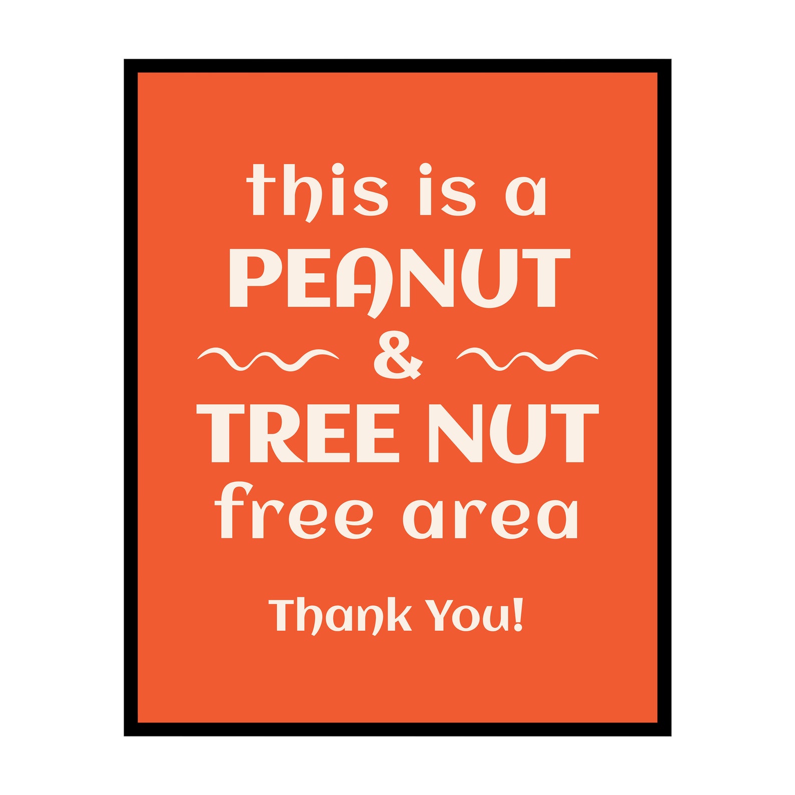 Peanut and Tree Nut Free Area Poster Food Allergy Awareness Print ...