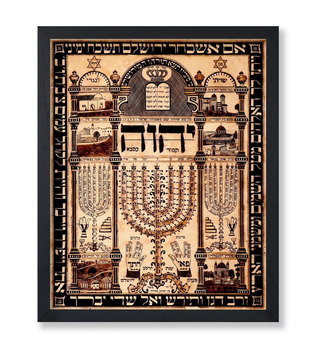 Vintage Shiviti Hebrew Prayer Plaque - Jewish Spiritual Home Decor ...