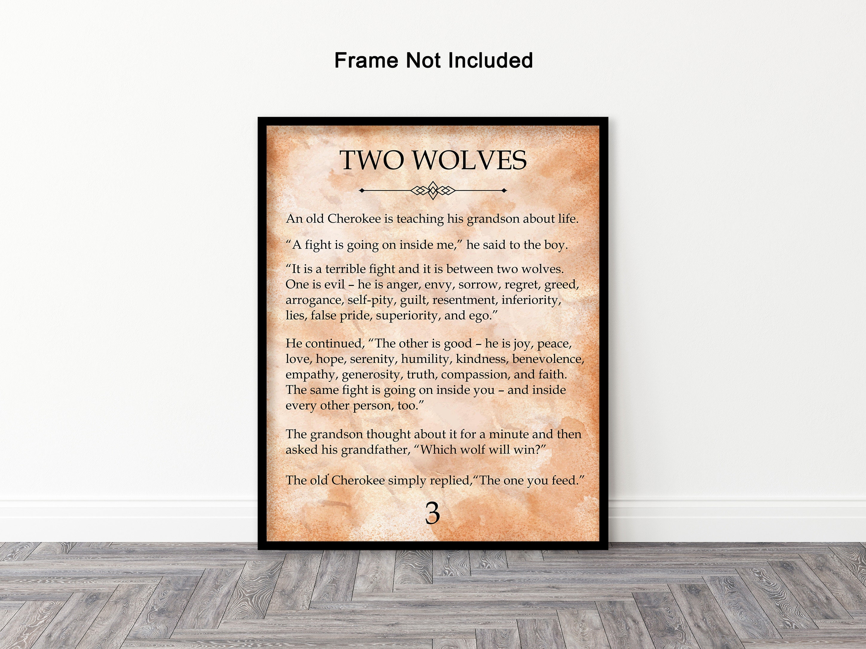 Two Wolves Poster Cherokee Story Print Story Book Art Native American ...