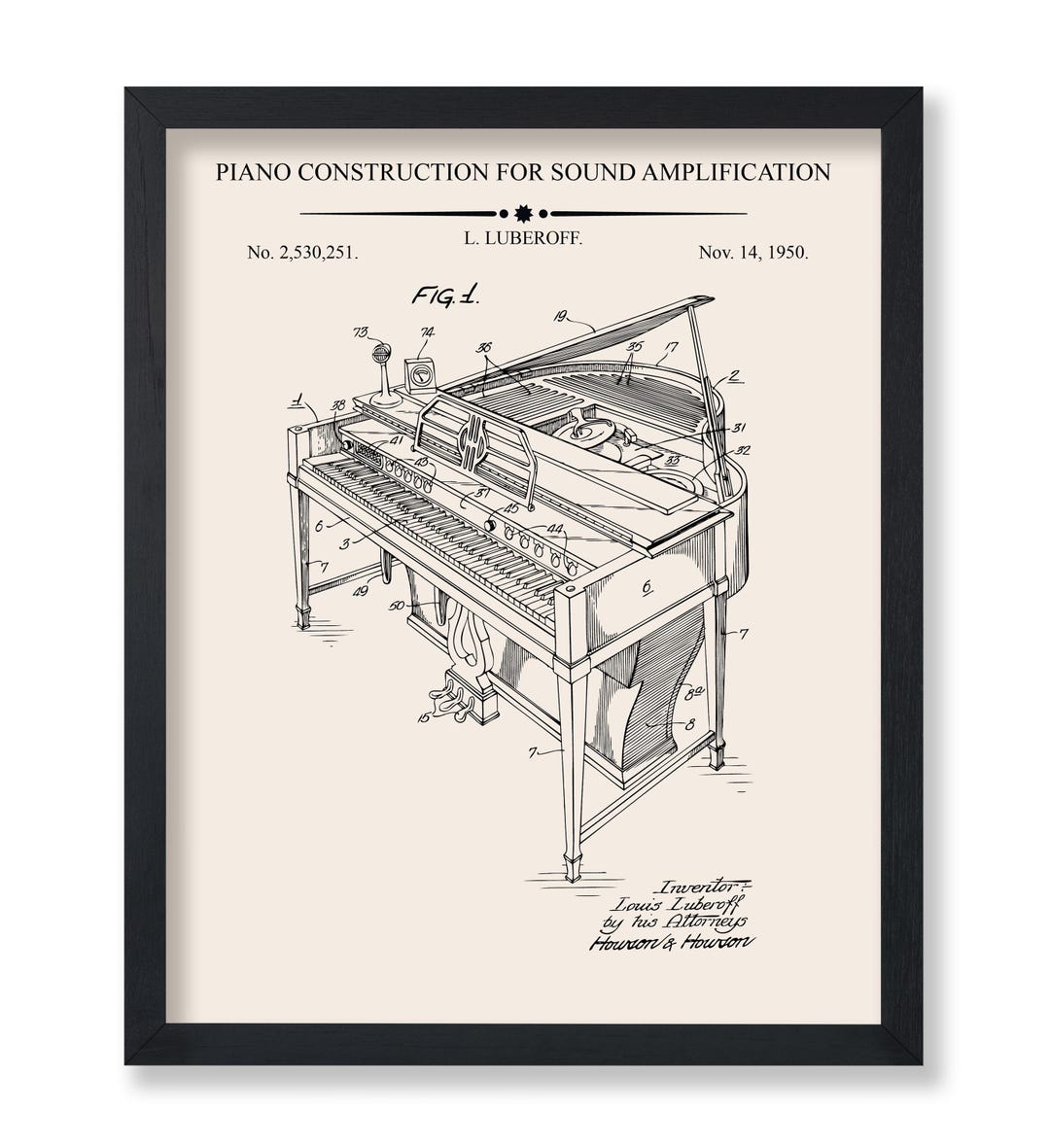 Piano Blueprint Poster - Piano Patent Print - Music Art - Musical ...