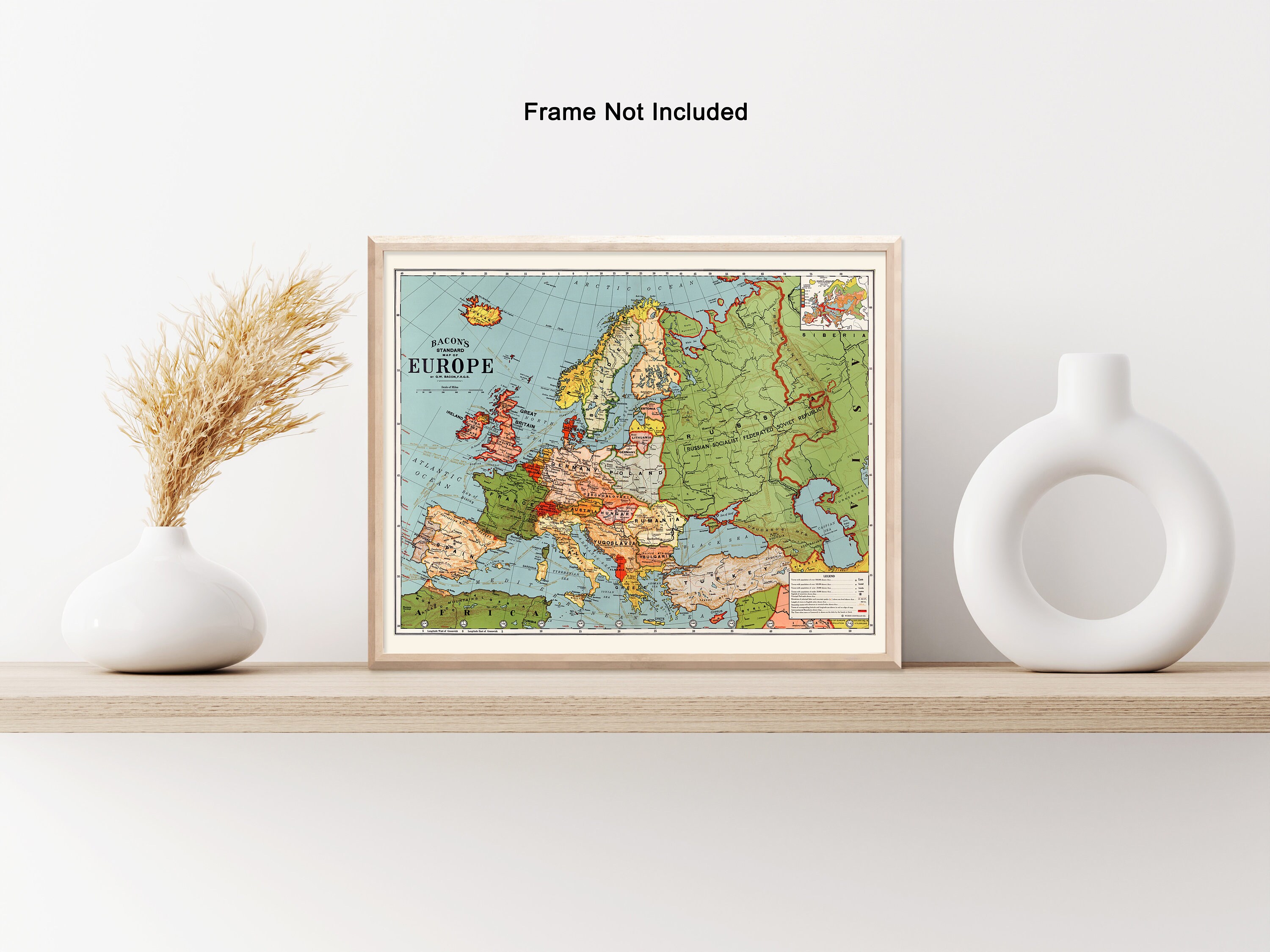 European Time Zone Map Poster Bacons Standard Print for - Etsy