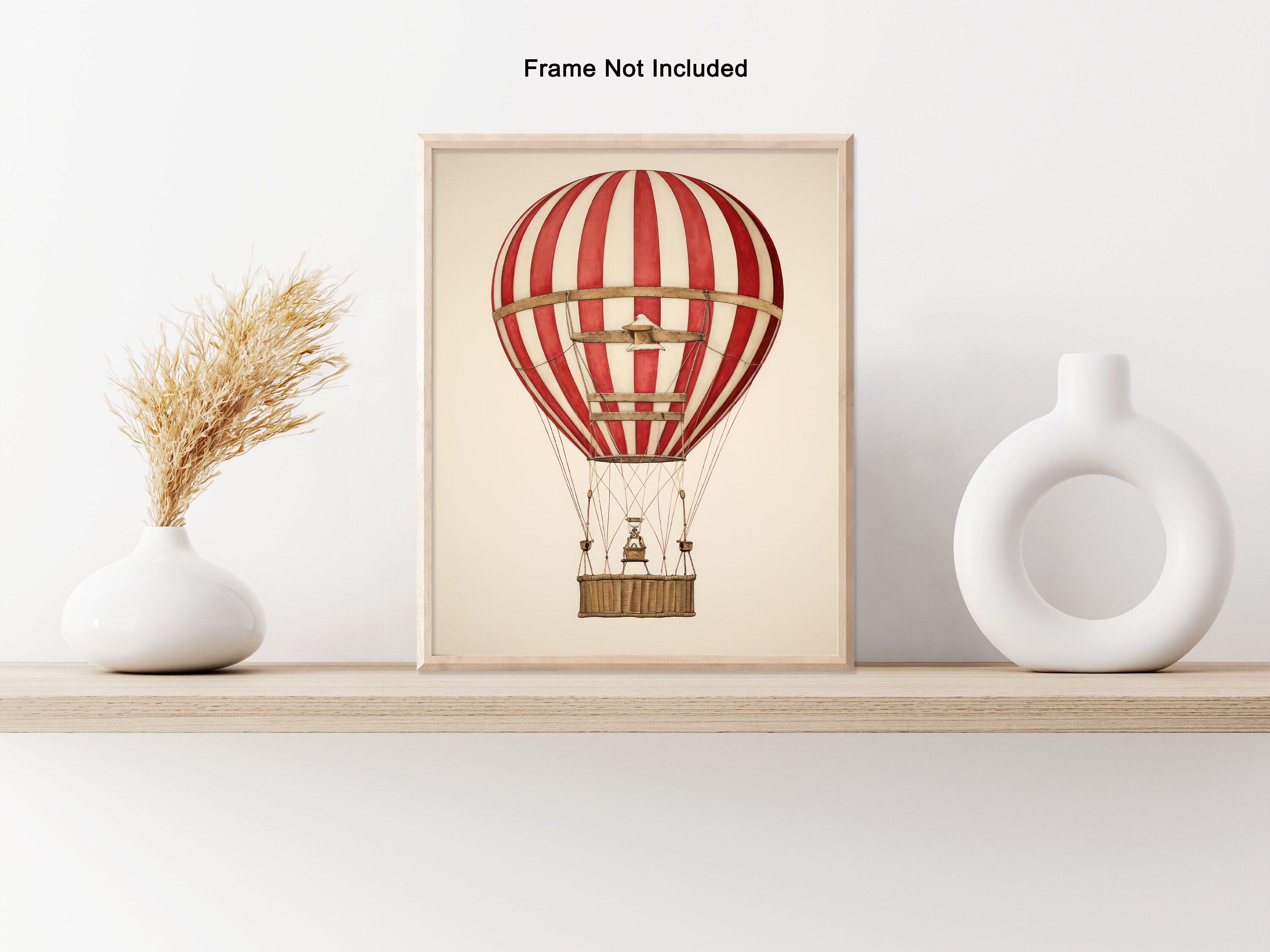 Vintage Hot Air Balloon Poster Retro Striped Air Balloon Print Airship ...