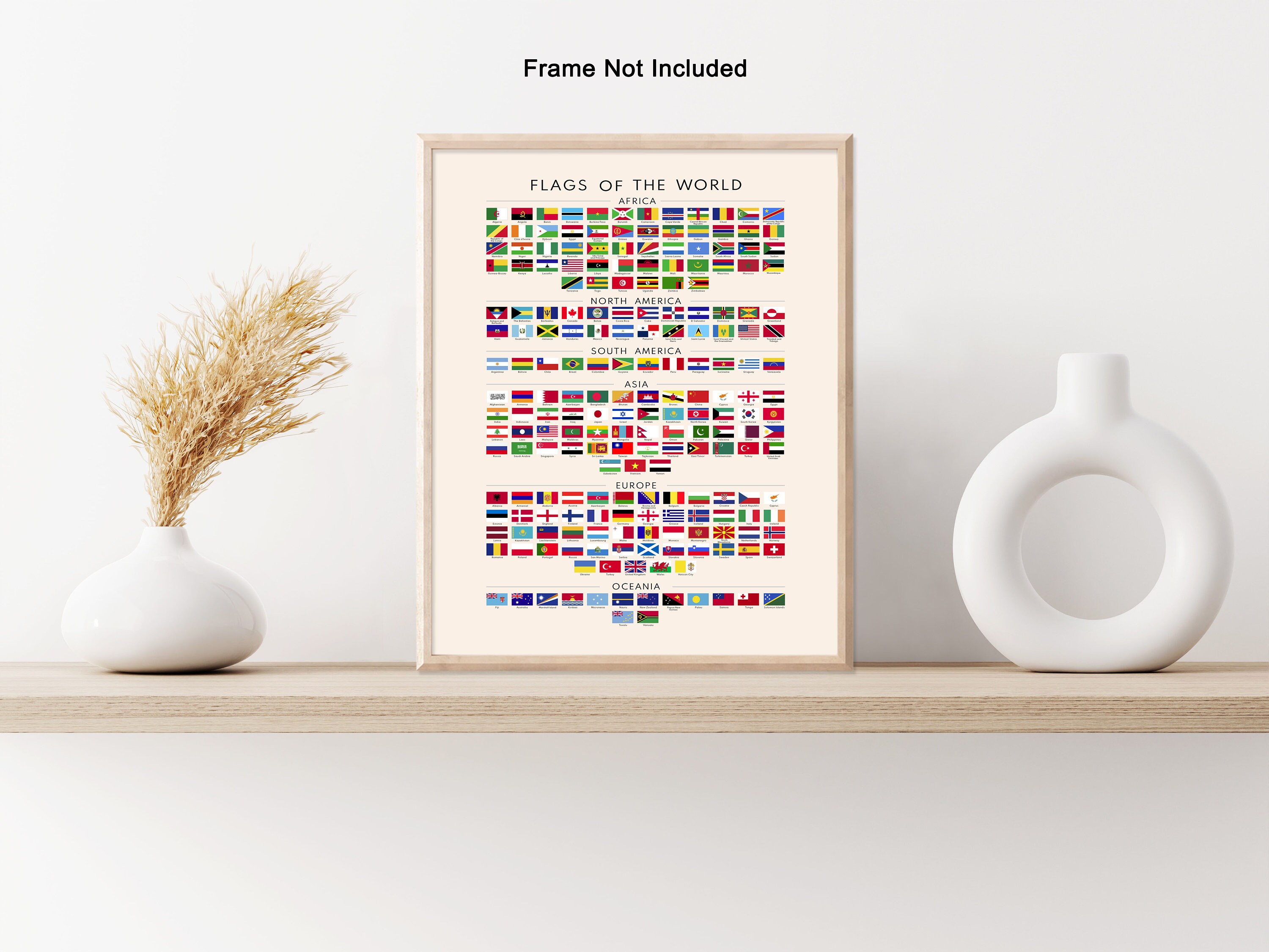 Flags of the World Poster Educational Print Learning Materials Art Flag ...