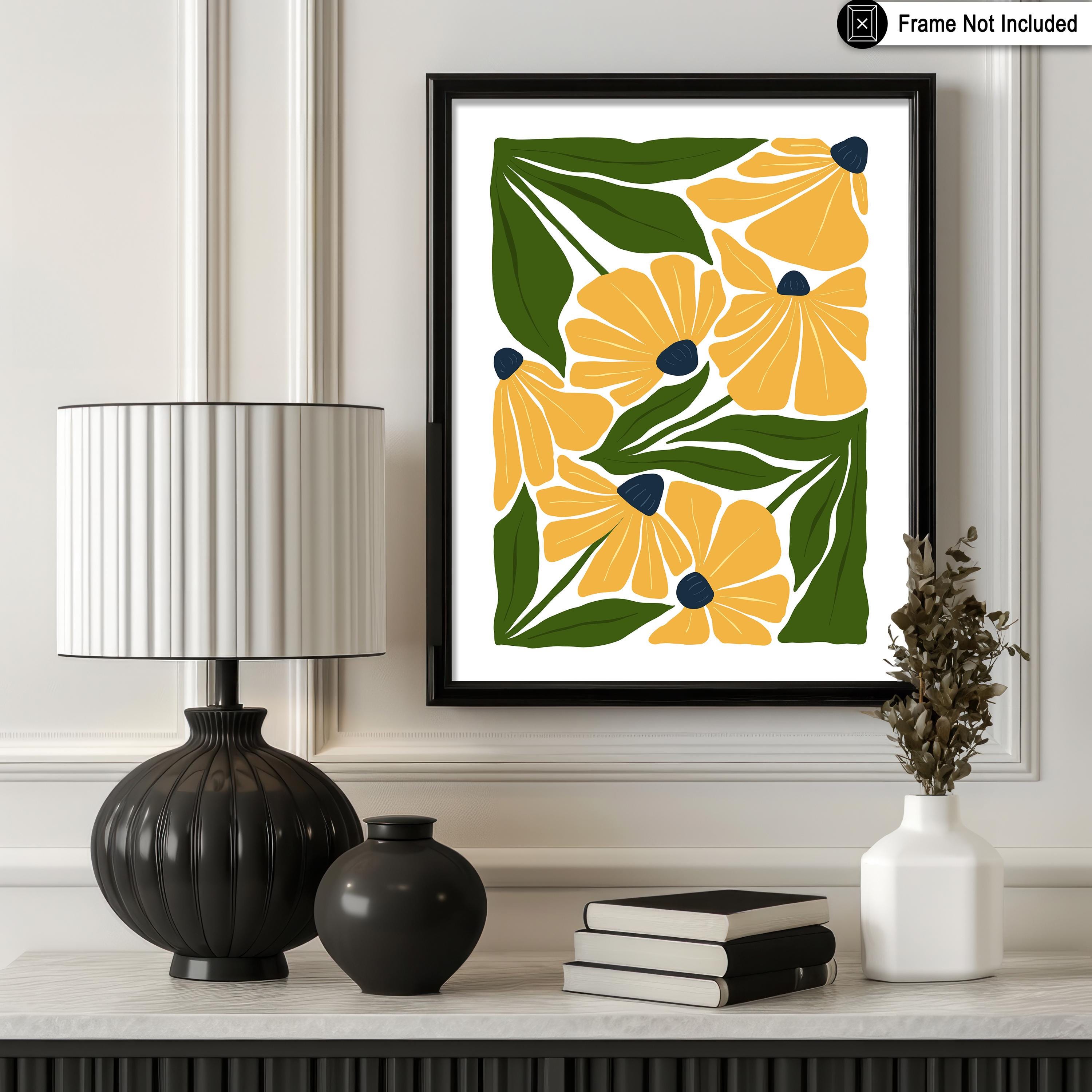 Yellow Flower Poster - Daisy Print - Blossoms Art - Modern Flower Art ...