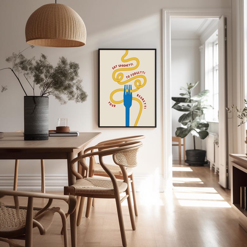 Spaghetti Poster - Eat Spaghetti to Forgetti Your Regretti Print - Food ...