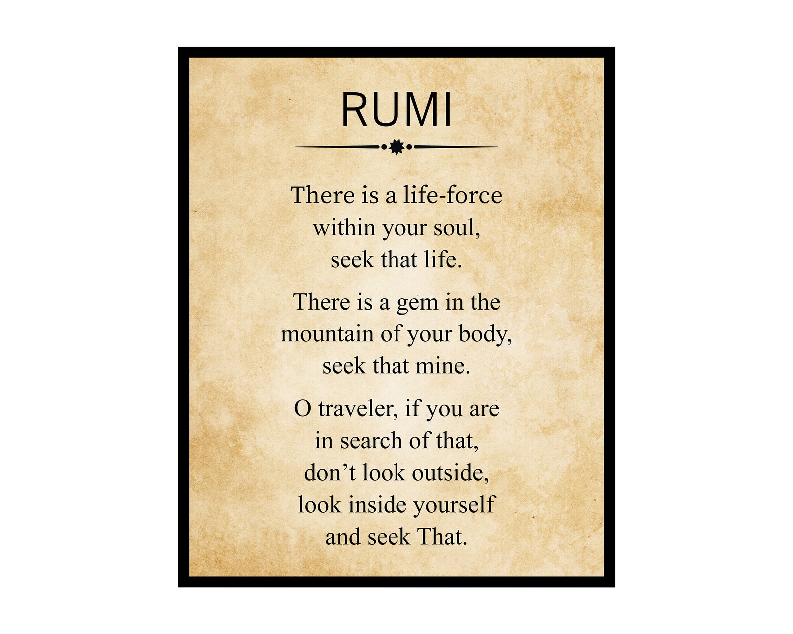 Rumi Poster Rumi Poem Print Motivational Quote Art Finding Your Passion ...