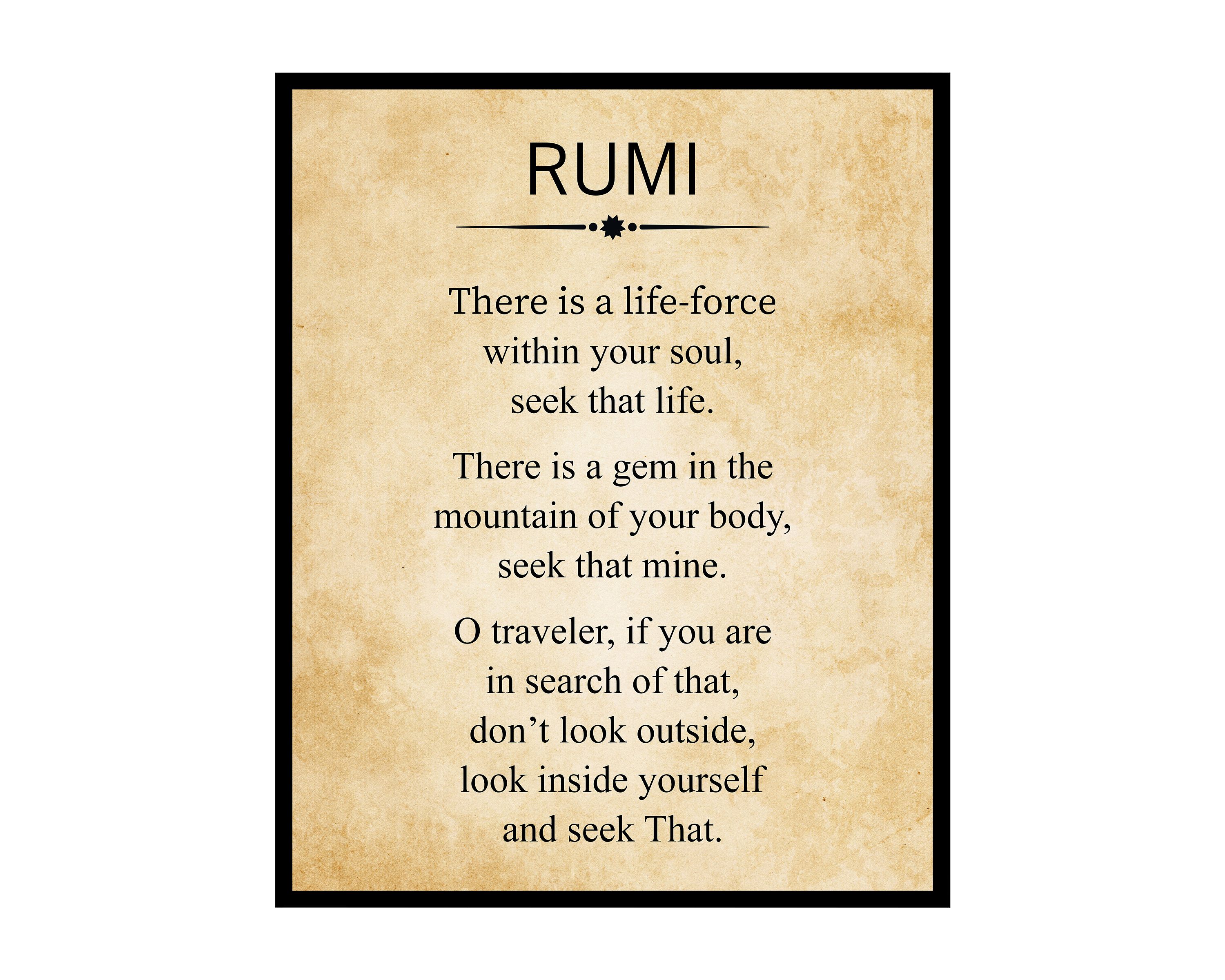 Rumi Poster Rumi Poem Print Motivational Quote Art Finding Your Passion ...